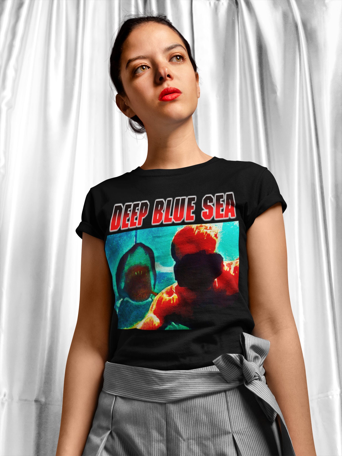 Deep Blue Sea T-Shirt, Deep Blue Sea Movie Poster Shirt, 90s Movie ...