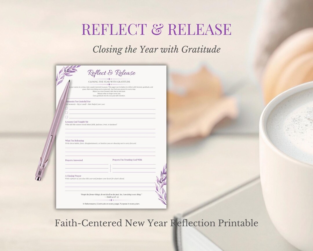 Year End Reflection Printable | Gratitude & Faith Journal | New Year ...