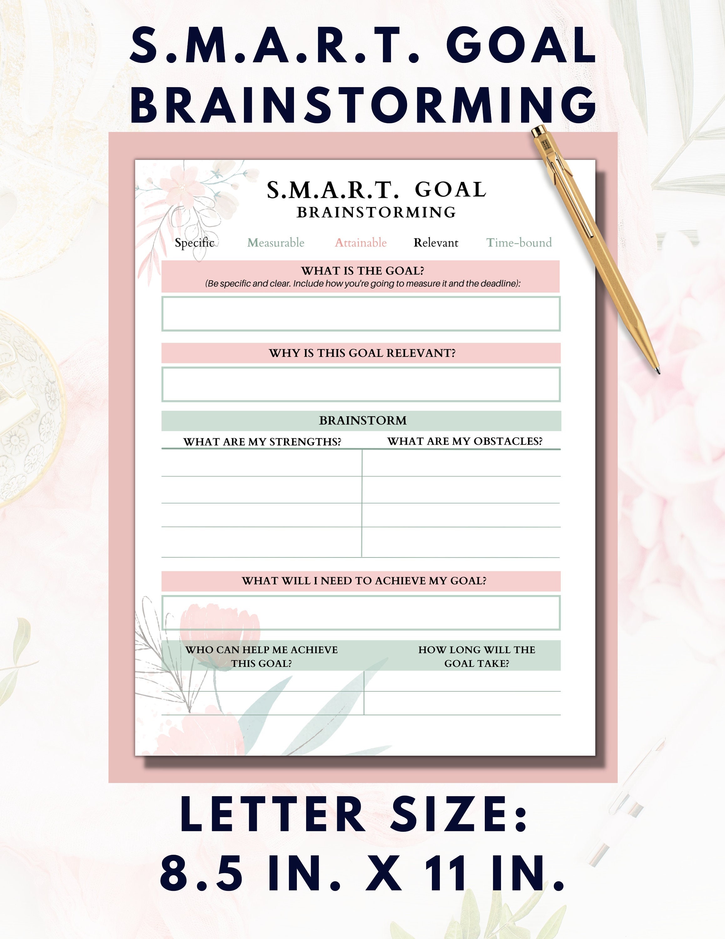 S.M.A.R.T. Goal BRAINSTORMING | Goal Setting | Printable PDF | Digital ...