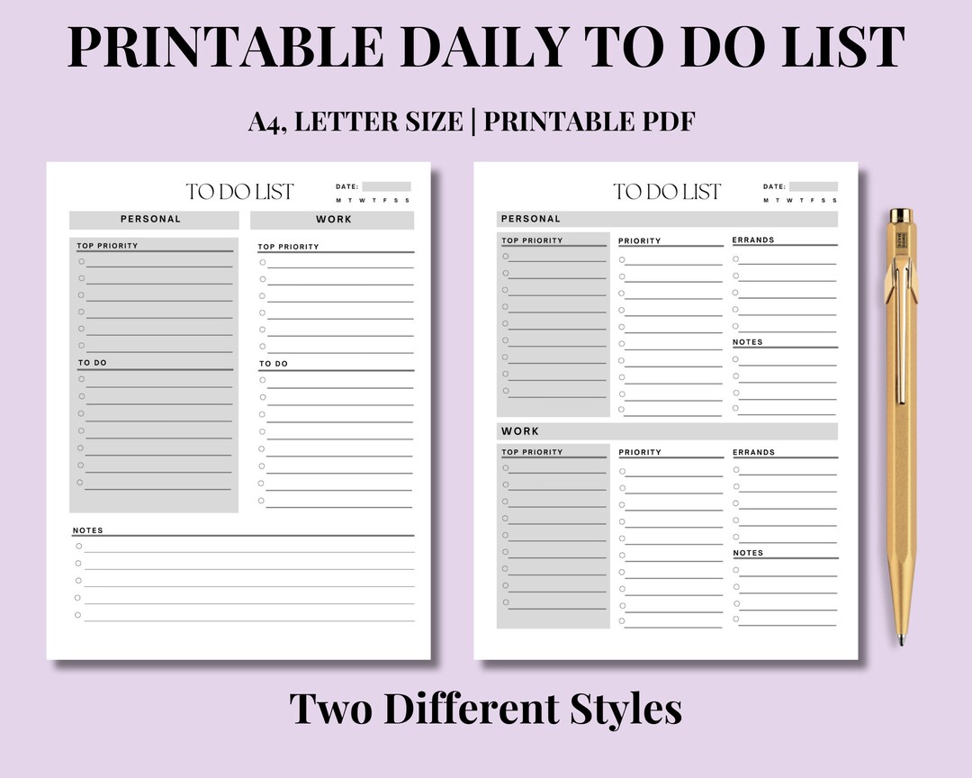 Ultimate To-do List | Printable Daily Planner | A4 | Letter Sizes - Etsy