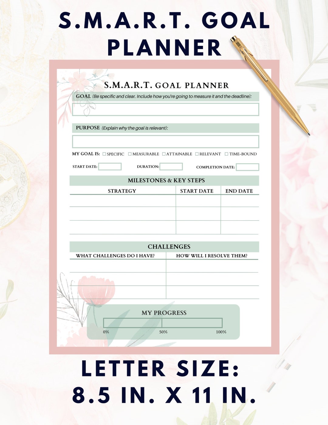 S.M.A.R.T. GOAL Planner| Goal Setting | PRINTABLE | DIGITAL - Etsy