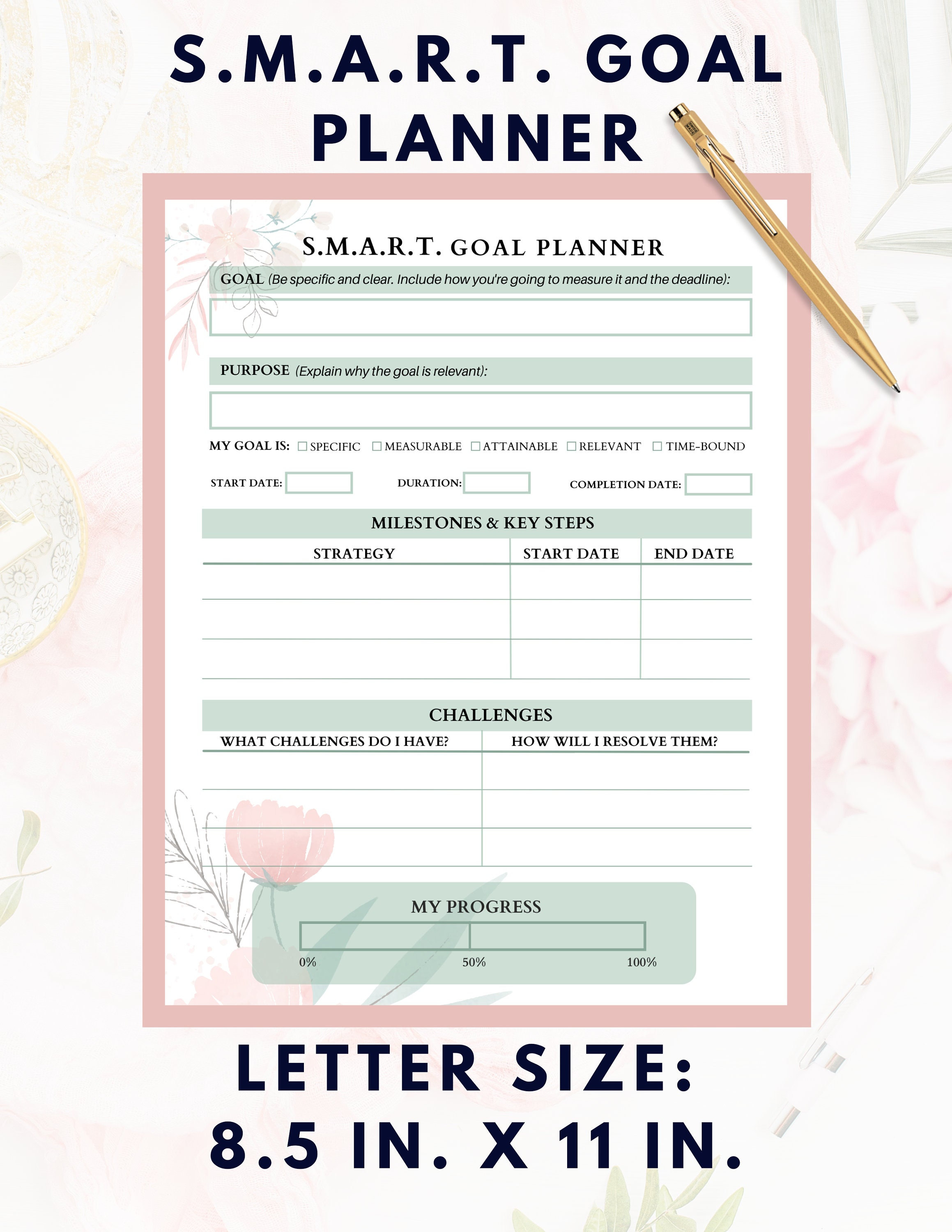 S.M.A.R.T. GOAL Planner| Goal Setting | PRINTABLE | DIGITAL - Etsy