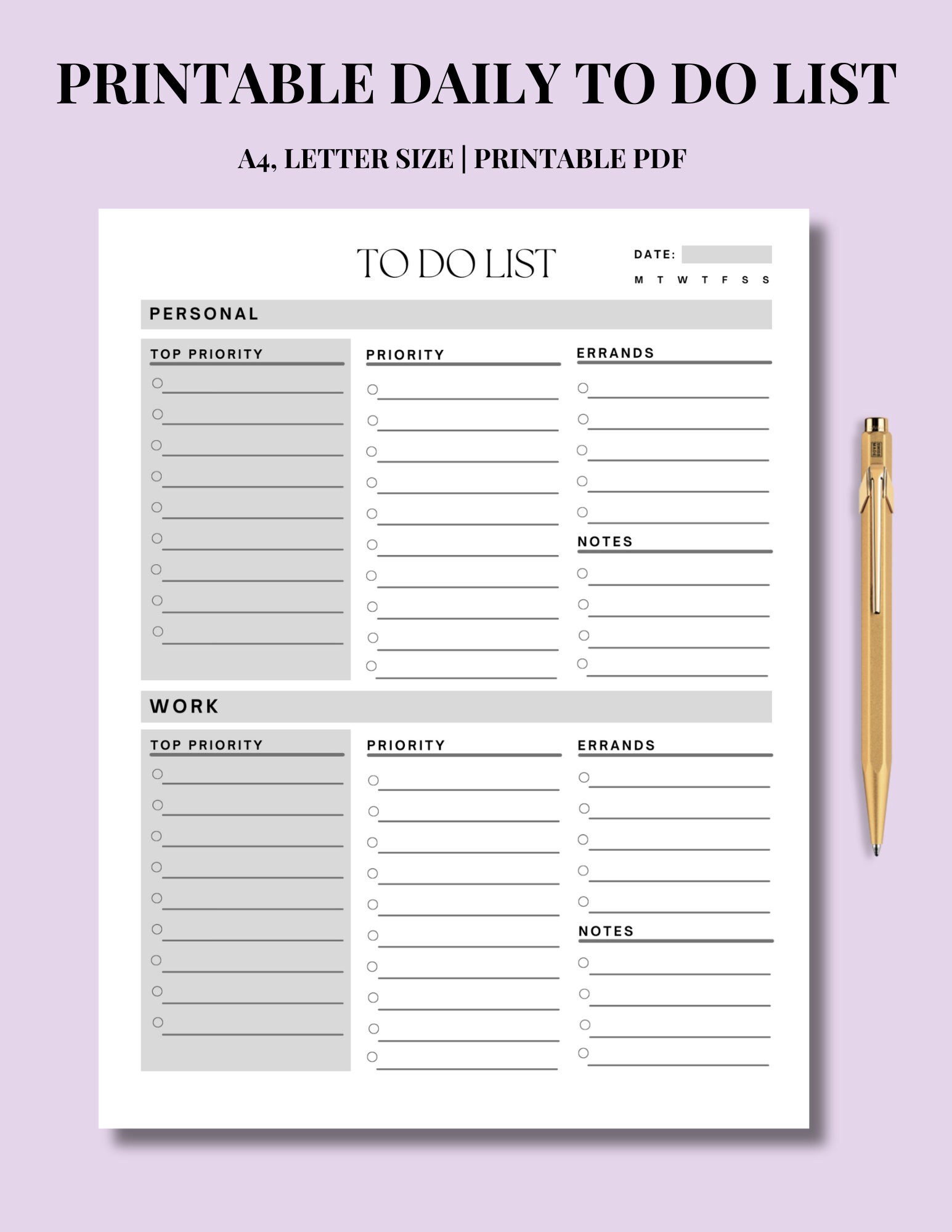 Ultimate To-do List | Printable Daily Planner | A4 | Letter Sizes - Etsy