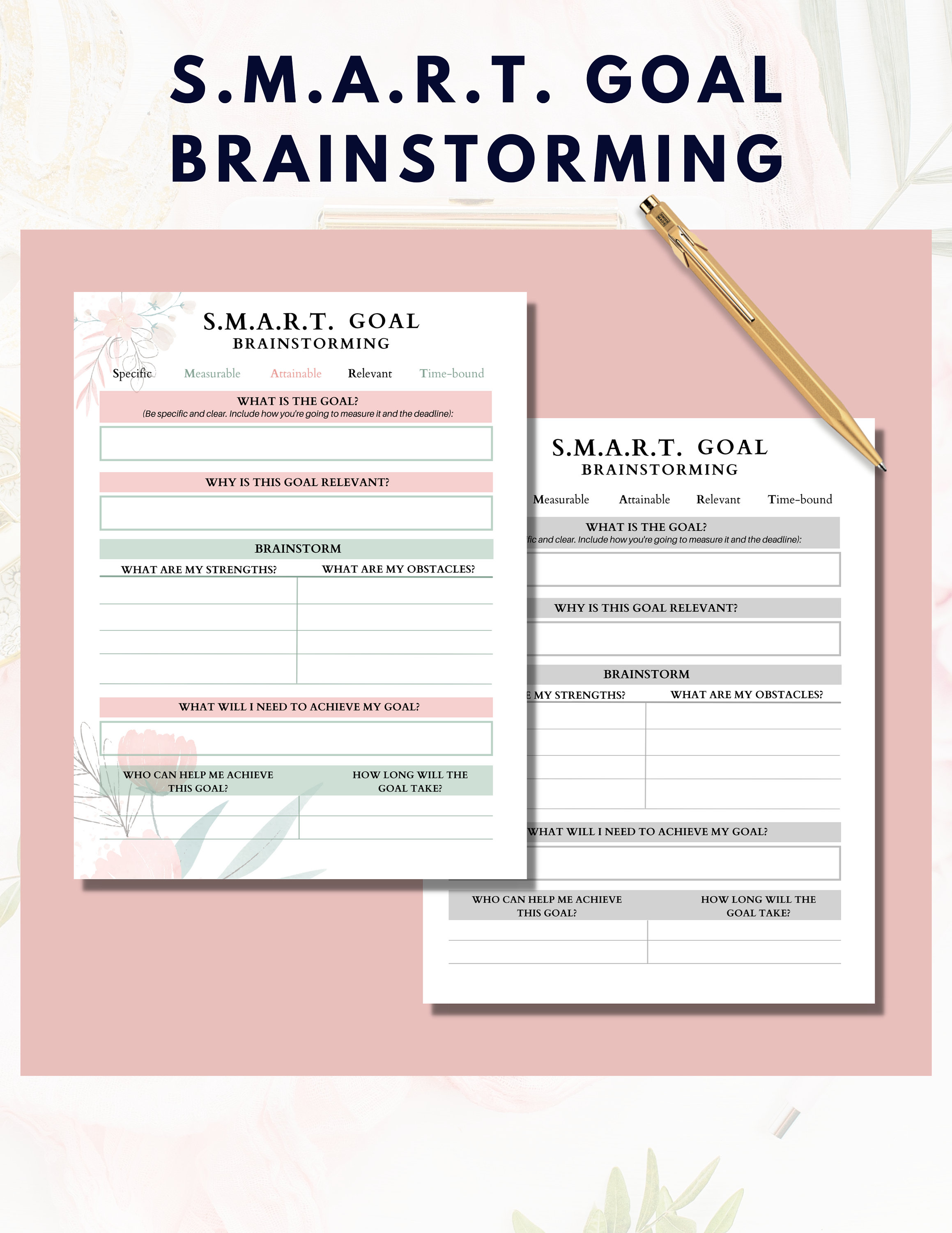 S.M.A.R.T. Goal BRAINSTORMING | Goal Setting | Printable PDF | Digital ...