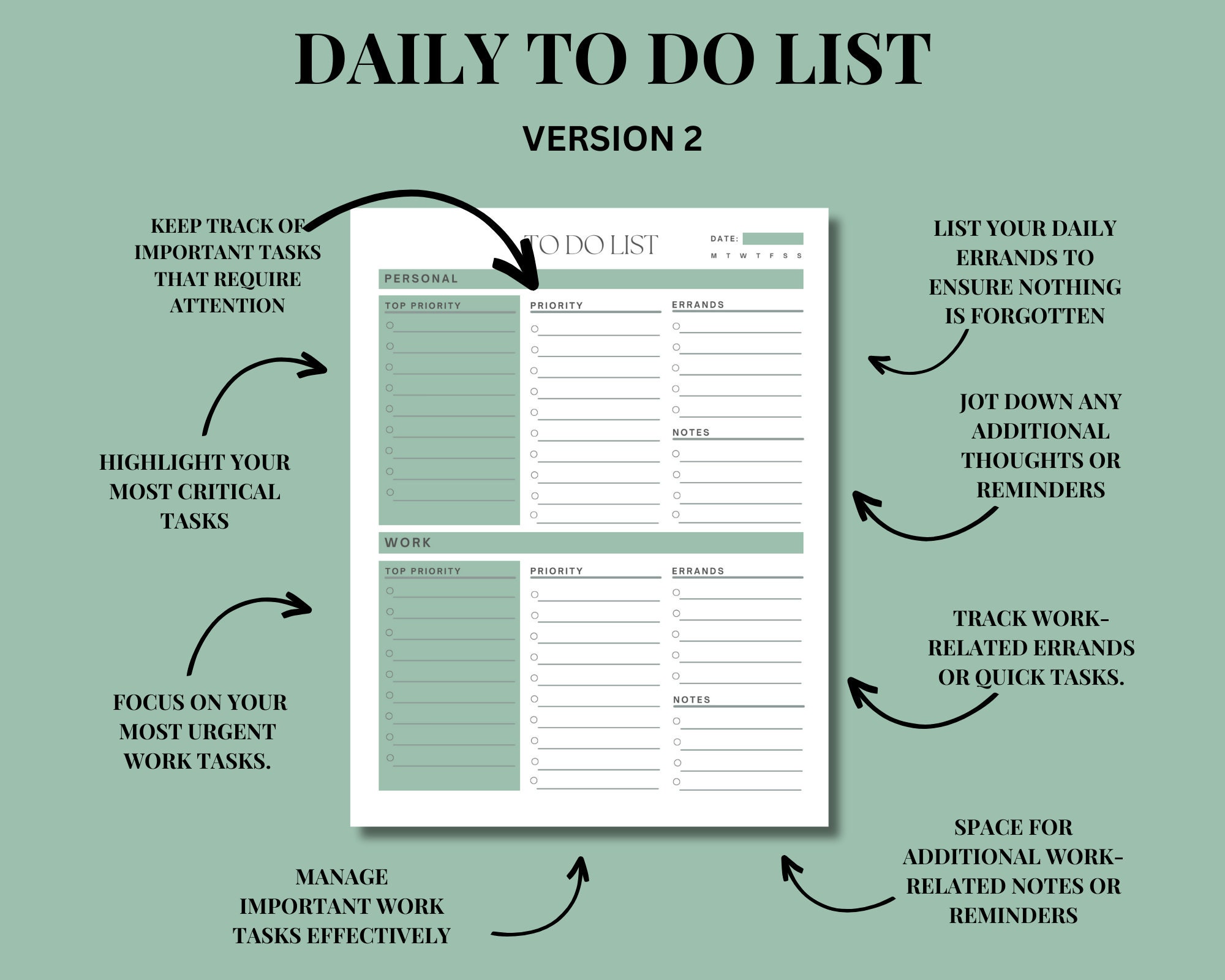 Colorful Printable to Do List | Personal | Work | To-do List ...
