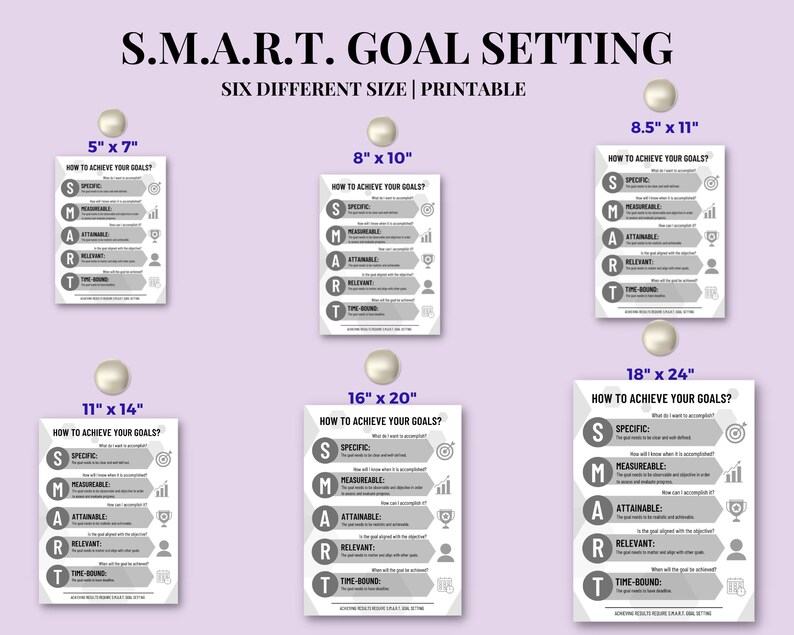 S.M.A.R.T. Goal Poster | Printable | Goal Setting | White and Gray ...