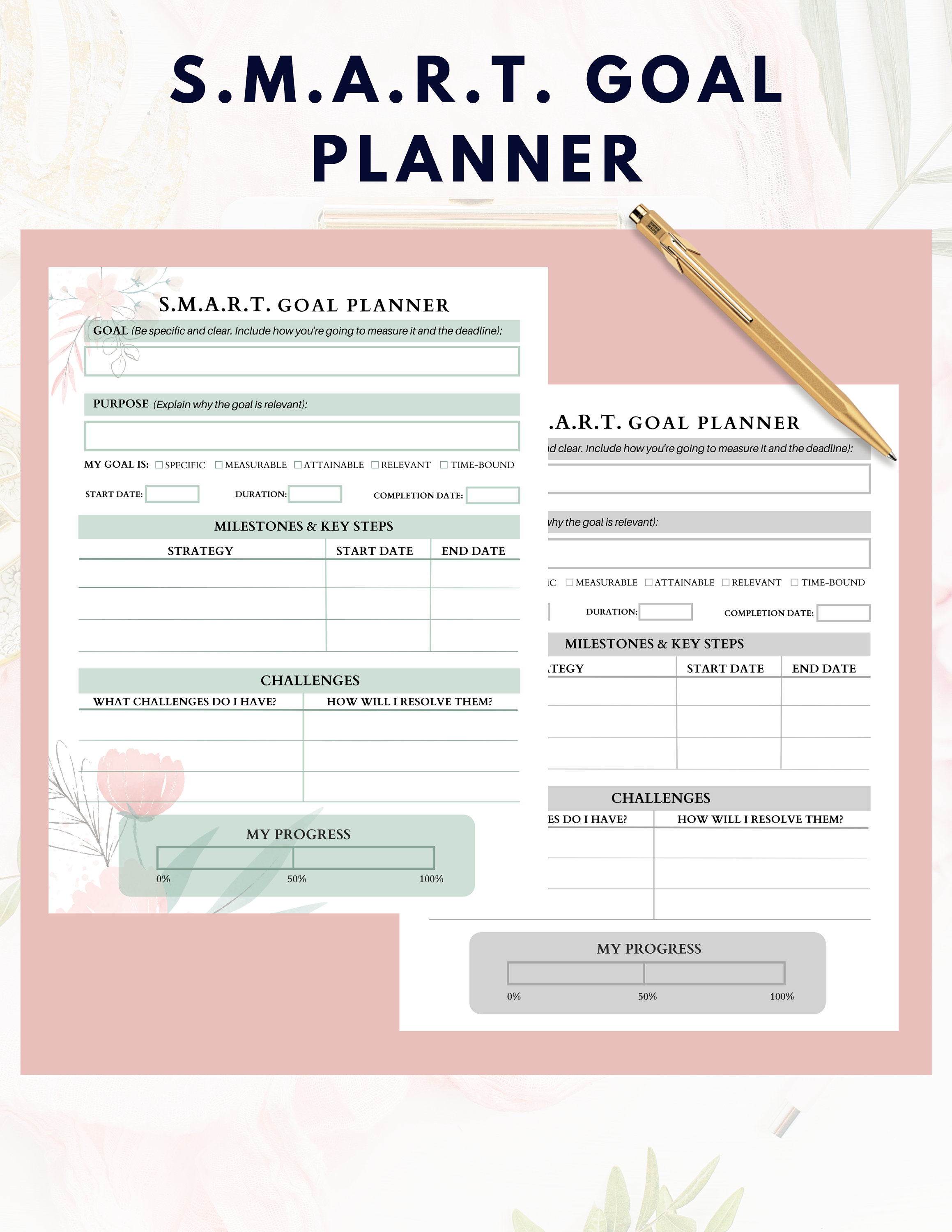 S.M.A.R.T. GOAL Planner| Goal Setting | PRINTABLE | DIGITAL - Etsy