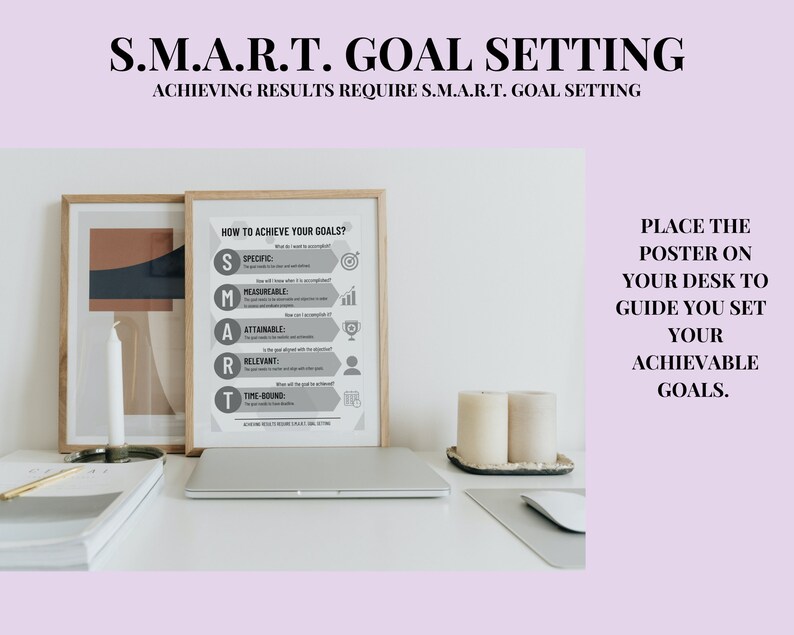 S.M.A.R.T. Goal Poster | Printable | Goal Setting | White and Gray ...