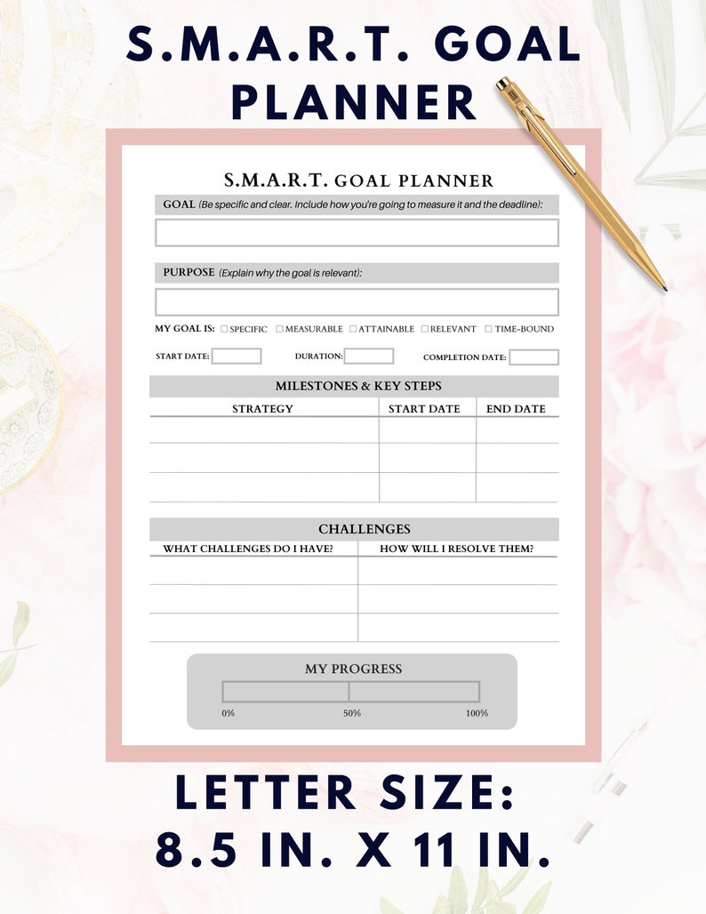 S.M.A.R.T. GOAL Planner| Goal Setting | PRINTABLE | DIGITAL - Etsy