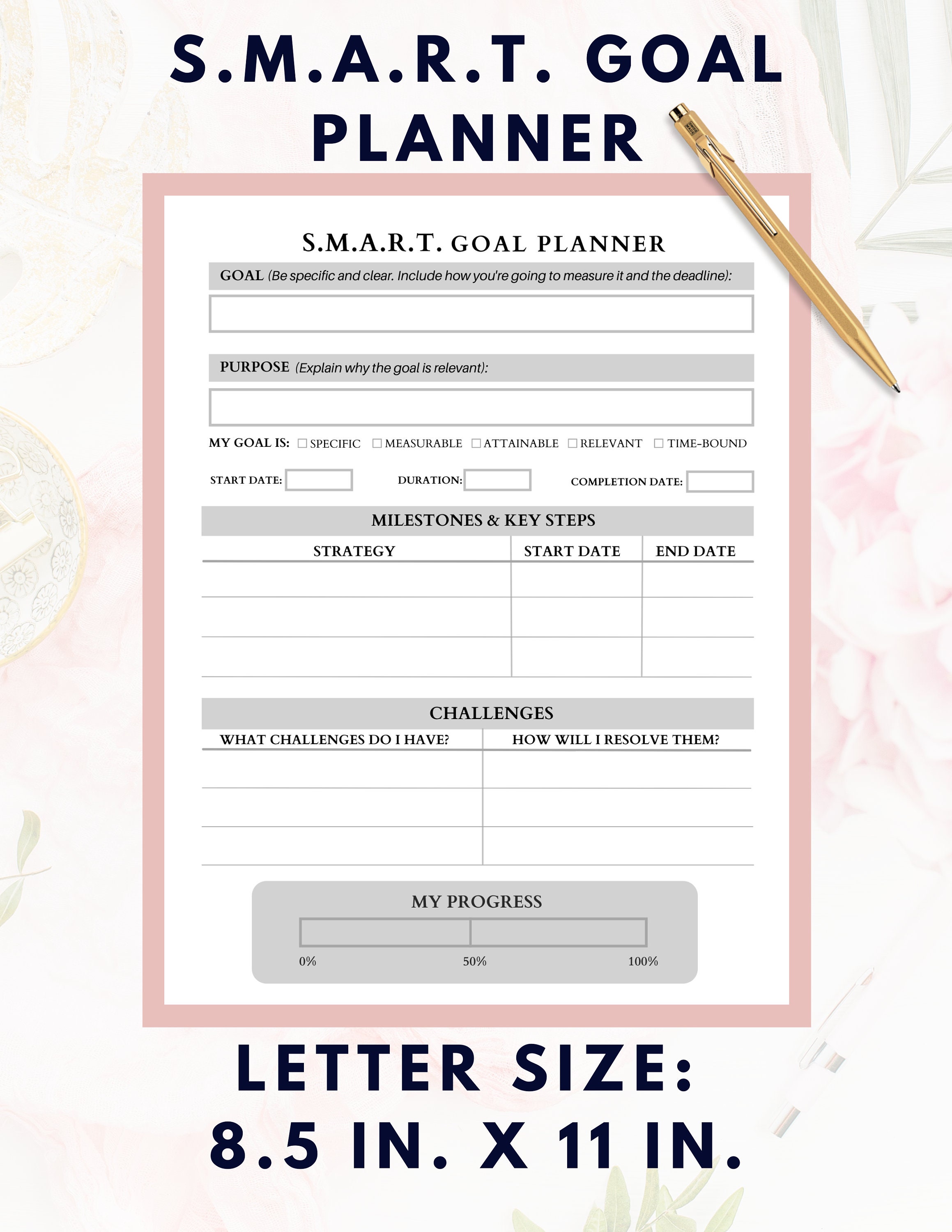 S.M.A.R.T. GOAL Planner| Goal Setting | PRINTABLE | DIGITAL - Etsy