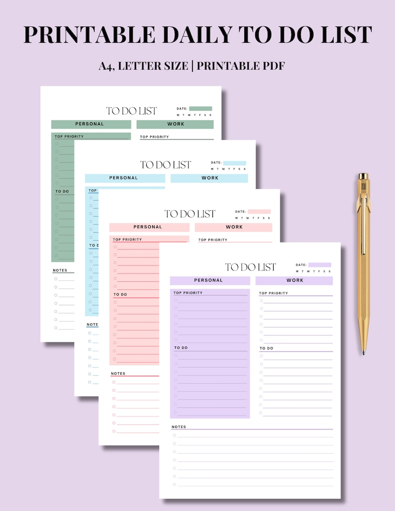 Colorful To-do List Printable | Personal & Work Planner (a4/letter) - Etsy