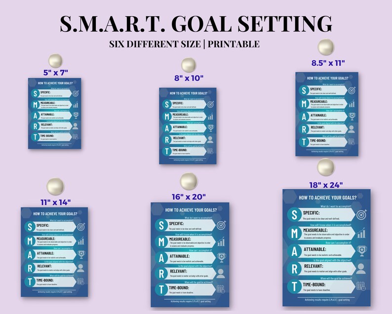 S.M.A.R.T. Goal Poster | Printable | Goal Setting | Blue | Motivational ...