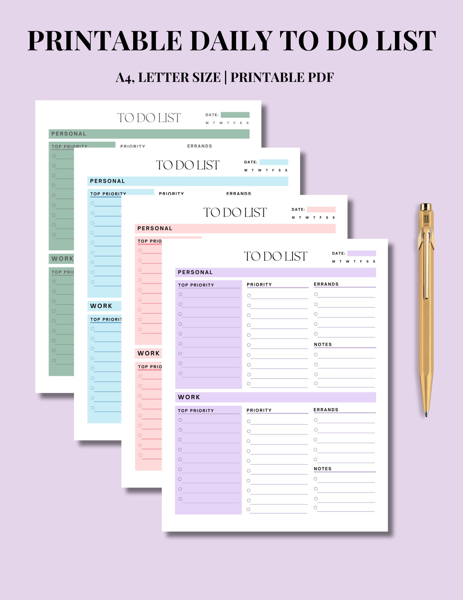 Colorful Printable to Do List | Personal | Work | To-do List ...