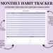 Monthly Habit Tracker | Purple Printable PDF | Google Sheet Habit ...