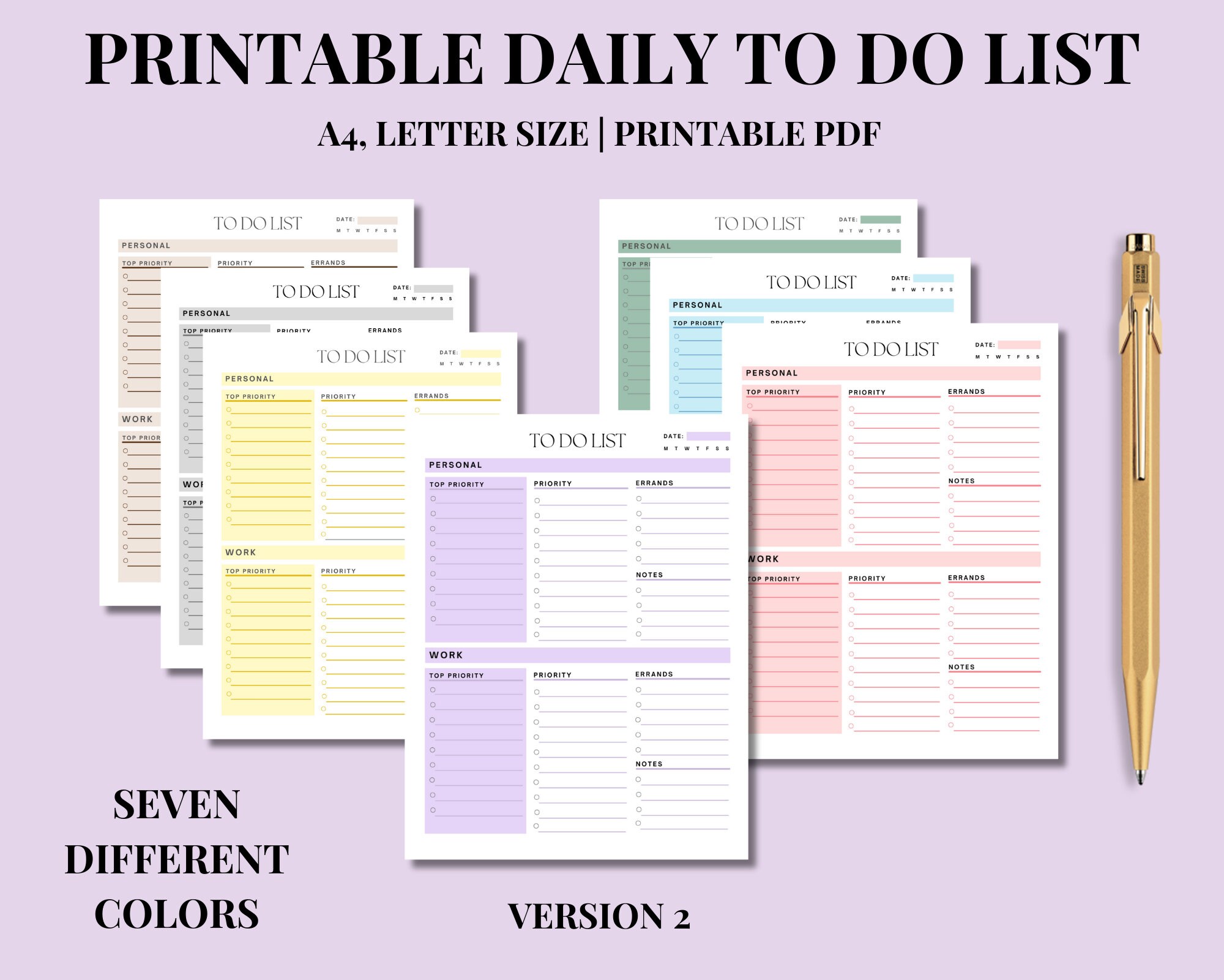 Colorful Printable to Do List Personal Work To-do List Printable Daily ...