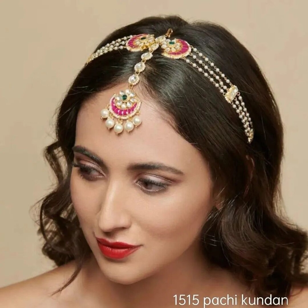 Pink Royal Kundan Sheesh Phool With Freshwater Pearls and Kundan ...