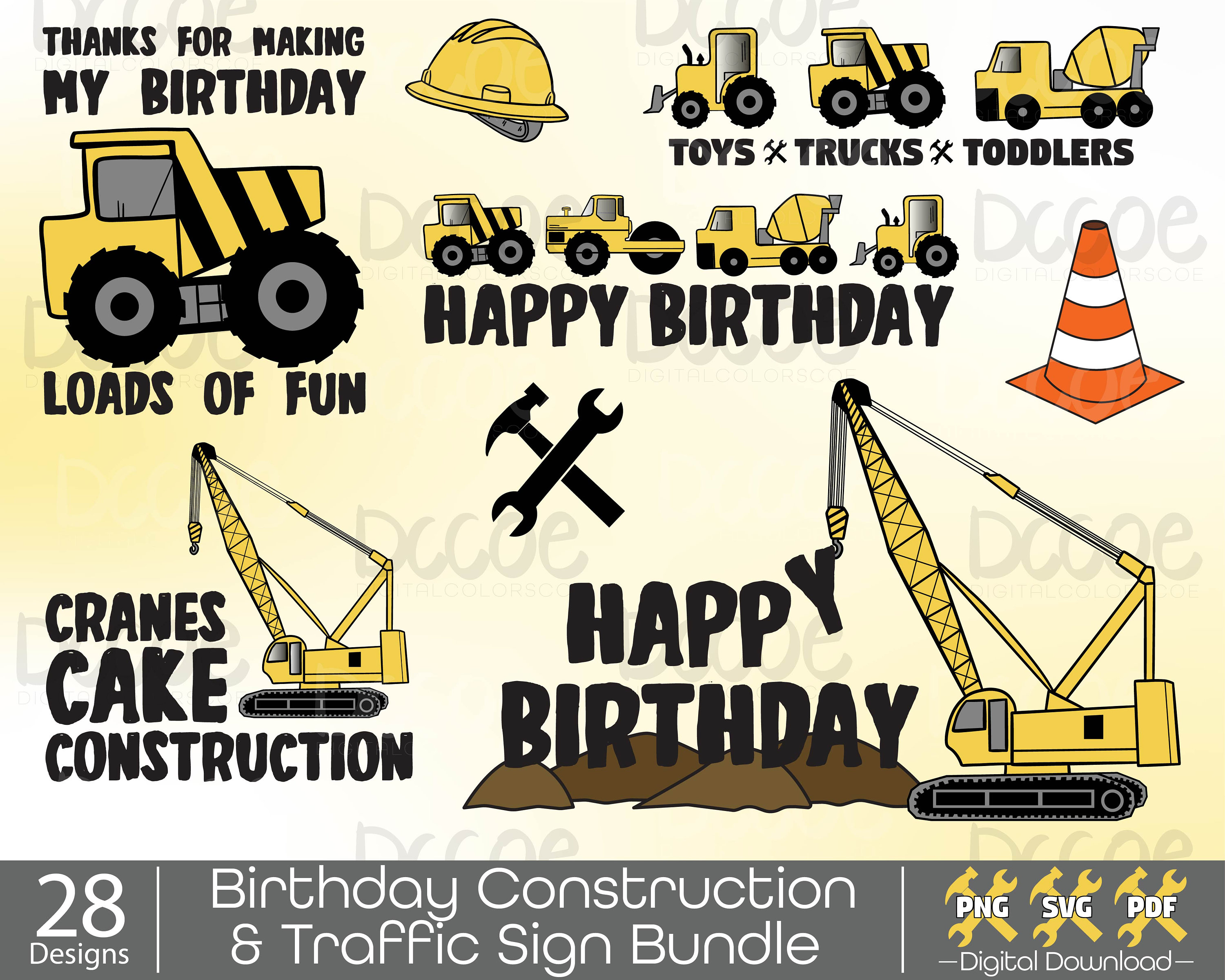Birthday Construction & Traffic Signs SVG Bundle Kids Dump - Etsy