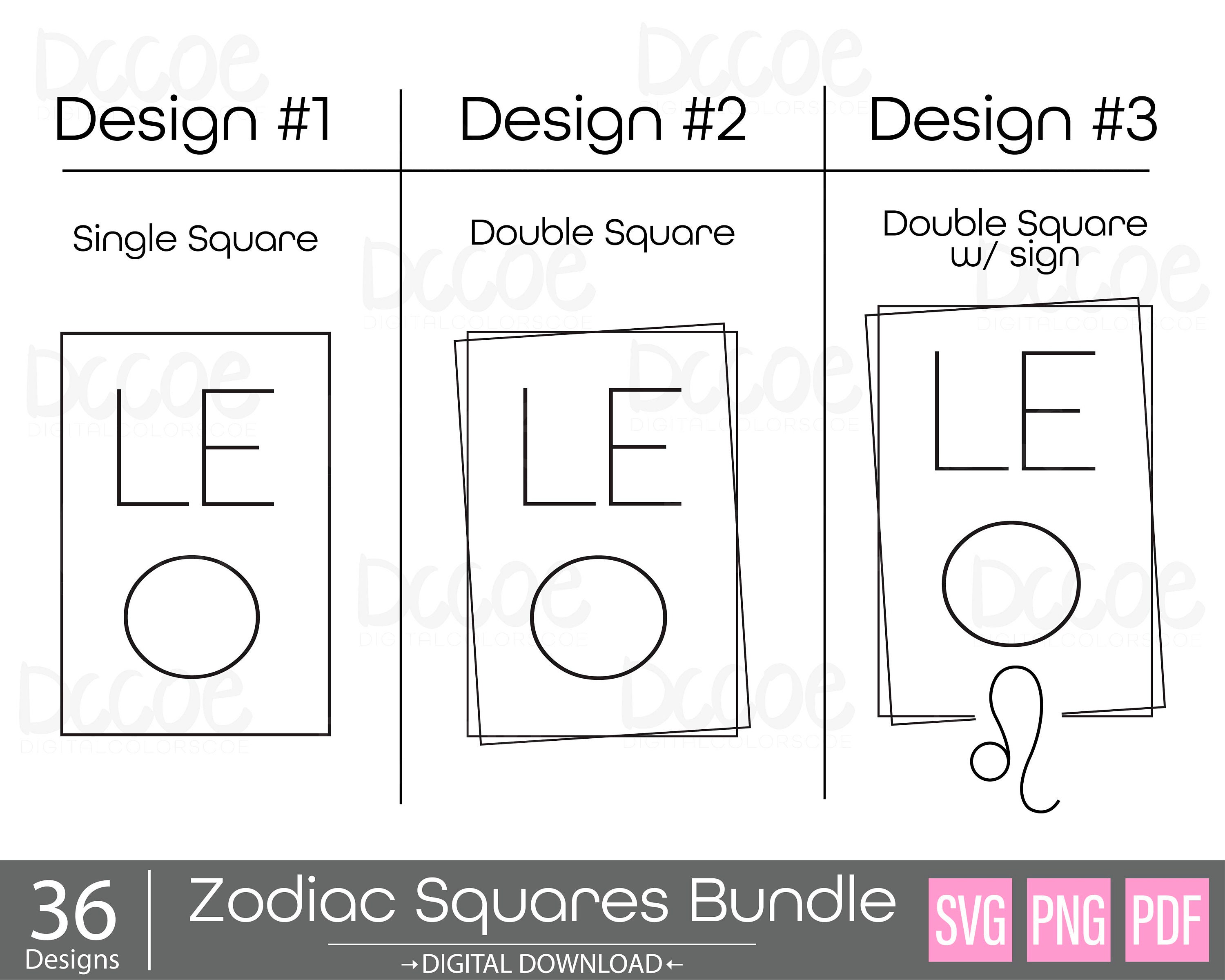 Zodiac Square SVG Bundle | Zodiac Signs With Square Outline Png ...