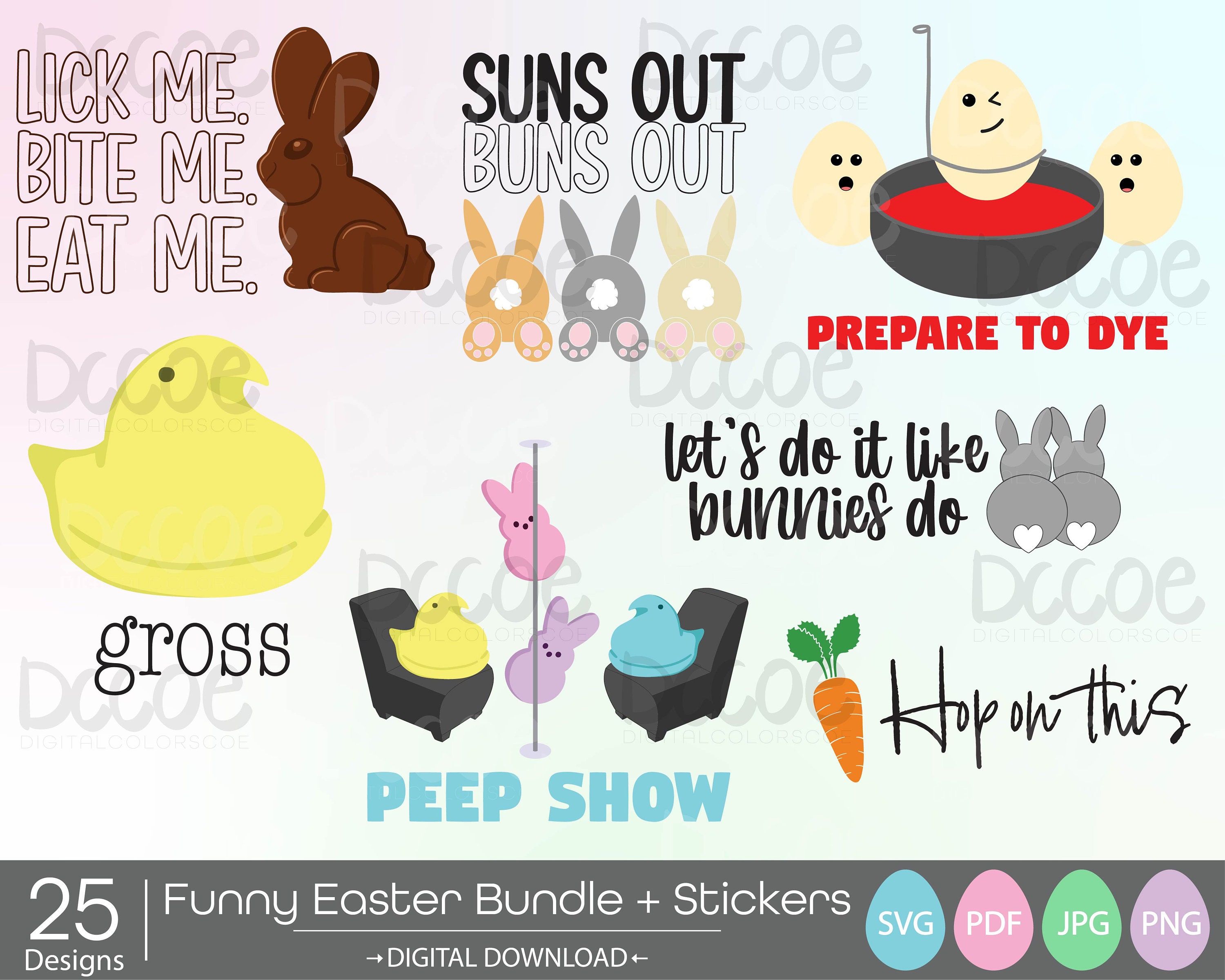 Funny Easter Bundle Svg Funny Happy Easter Stickers Bunny Easter Egg ...