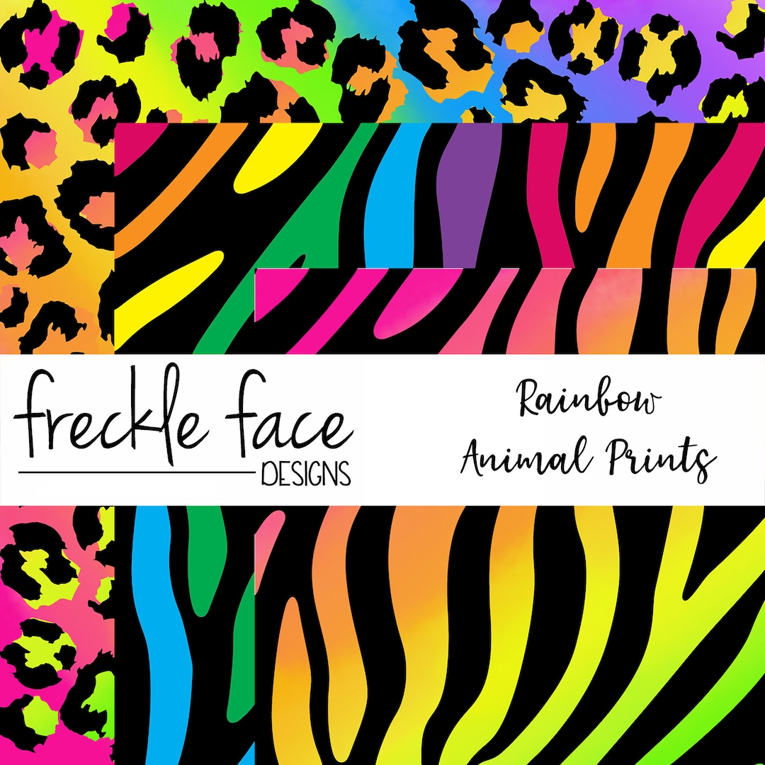 Rainbow Zebra - Leopard - Cheetah - Animal Print - Digital Paper - 3 ...