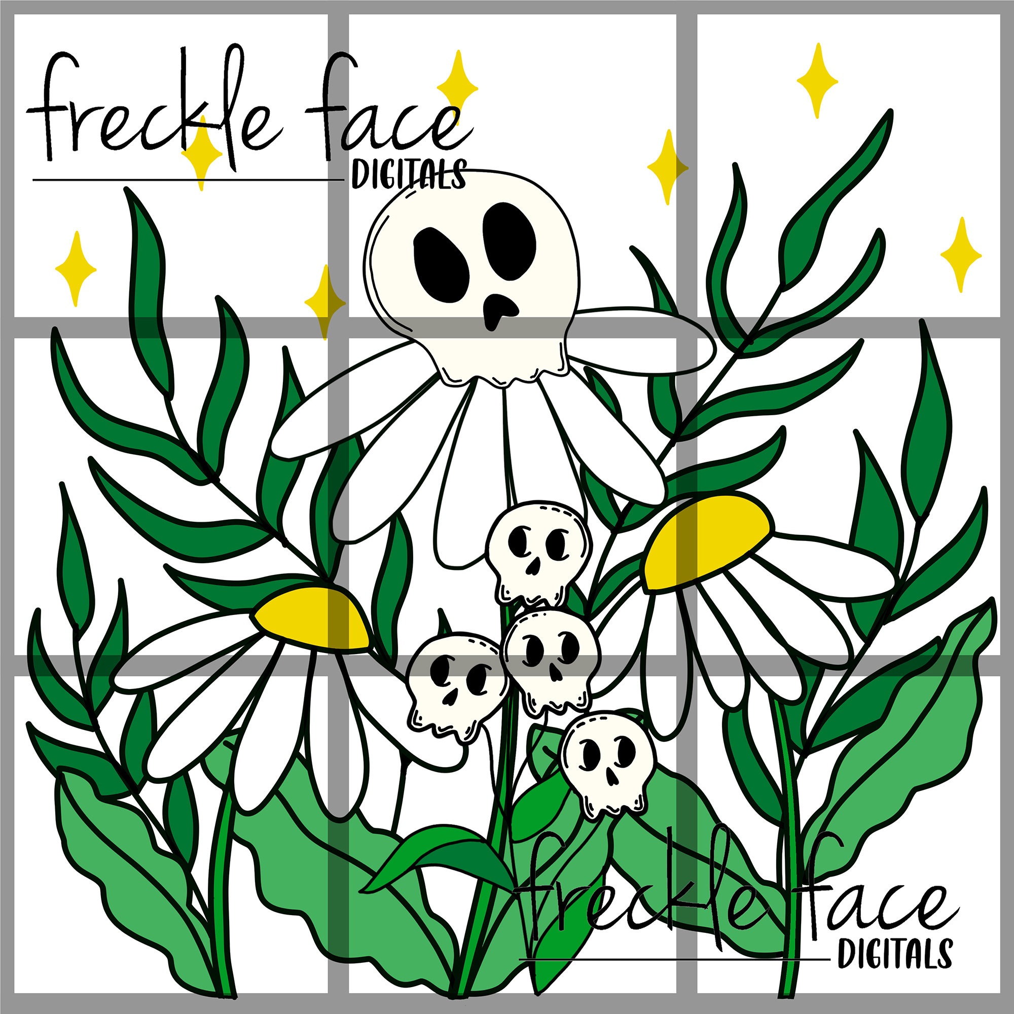 Spooky Garden PNG Skeleton Skull Flowers - Etsy