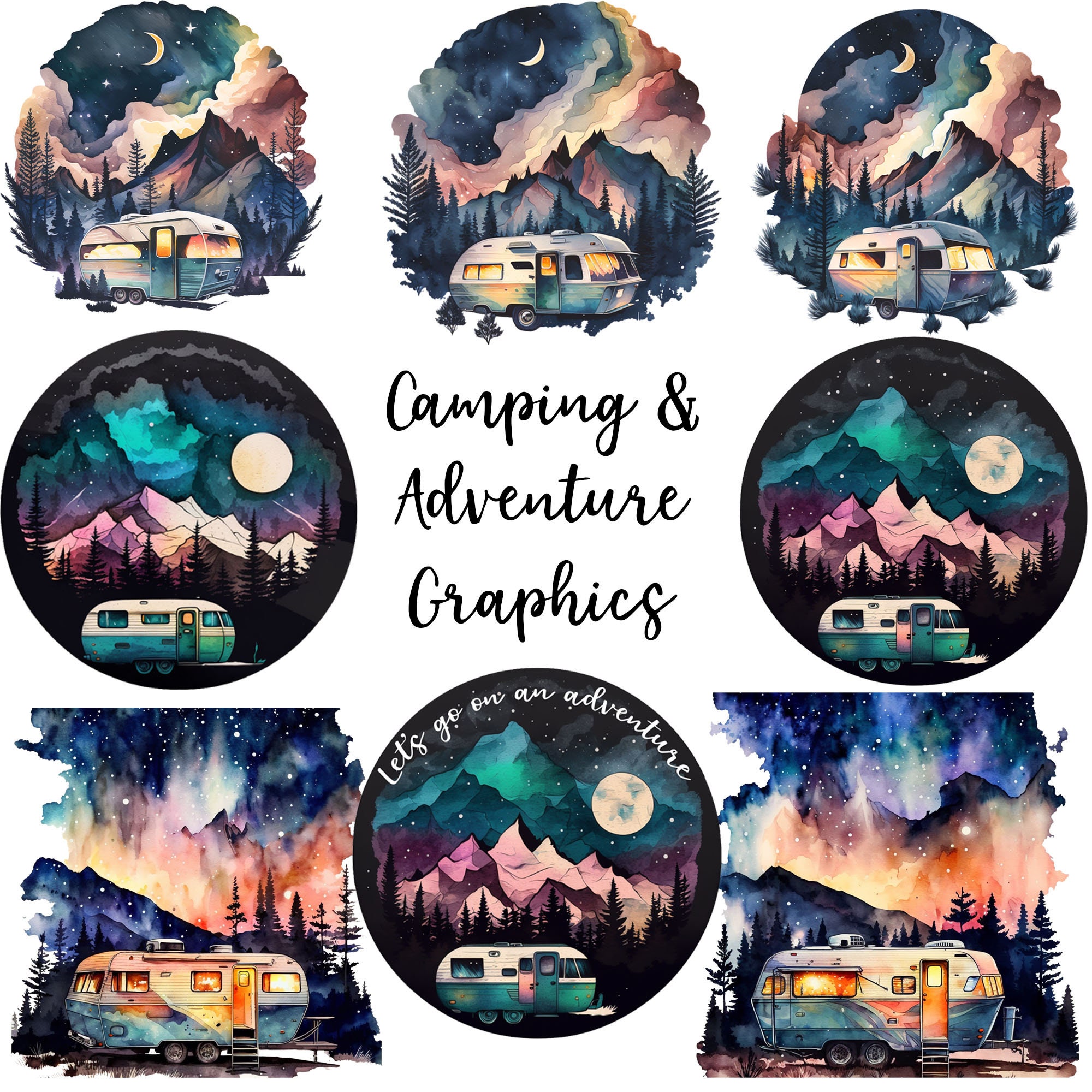 Camping Summer Adventure PNG Sublimation Graphics Clipart - Etsy
