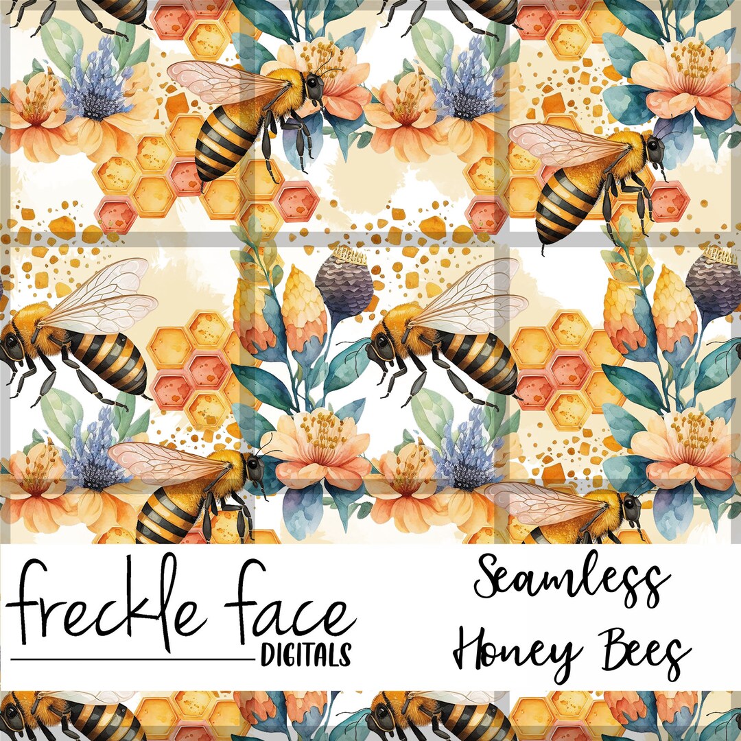 Honey Bees Digital Paper, Printable Sublimation Designs, Digital Paper ...