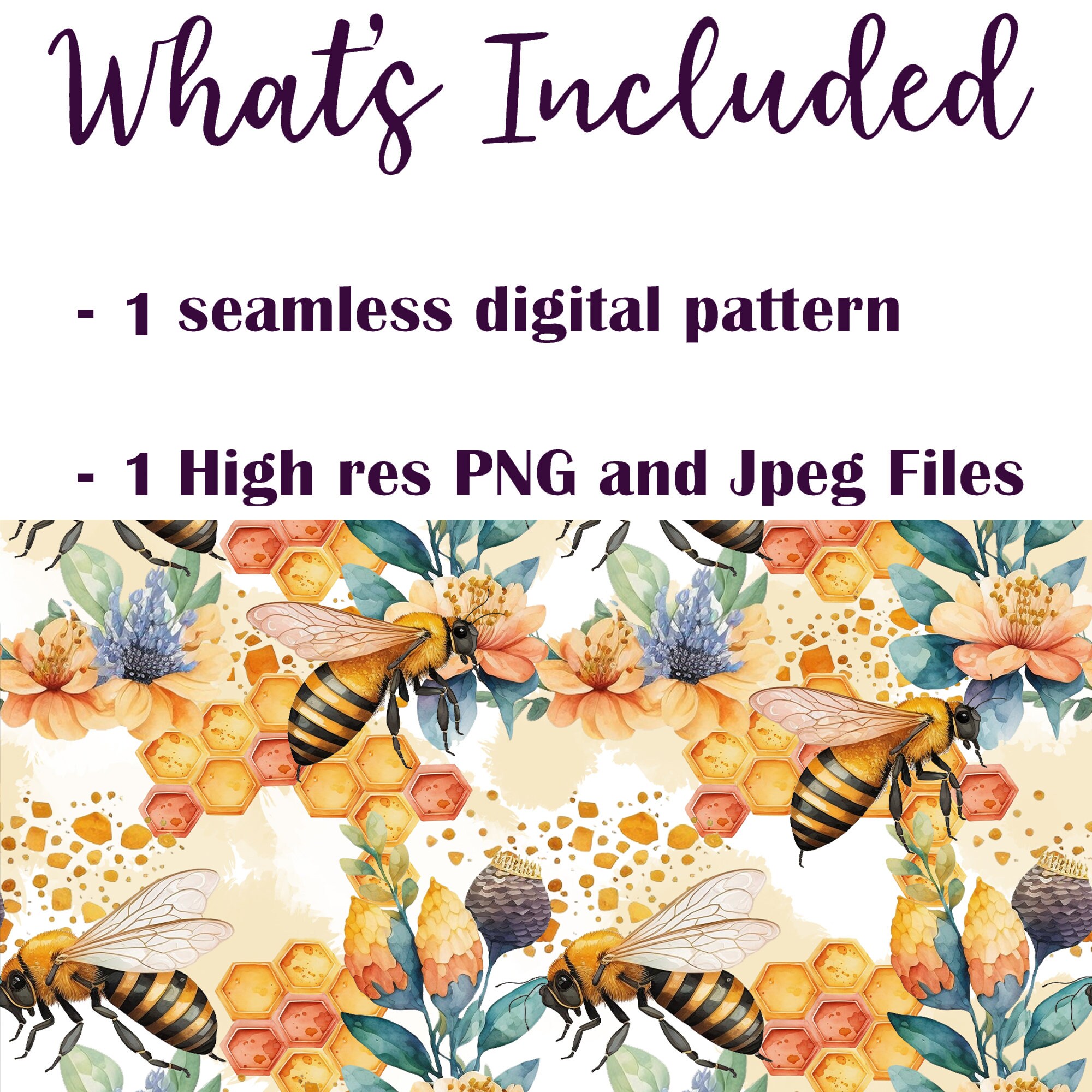 Honey Bees Digital Paper, Printable Sublimation Designs, Digital Paper ...