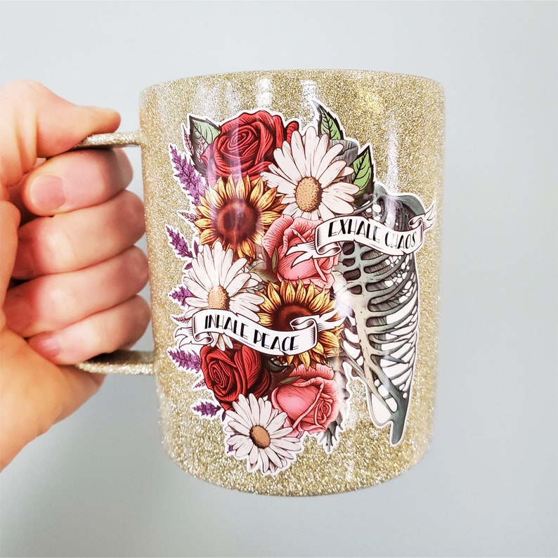 Inhale Peace Exhale Chaos Floral Skeleton PNG Sublimation, Printable - Etsy
