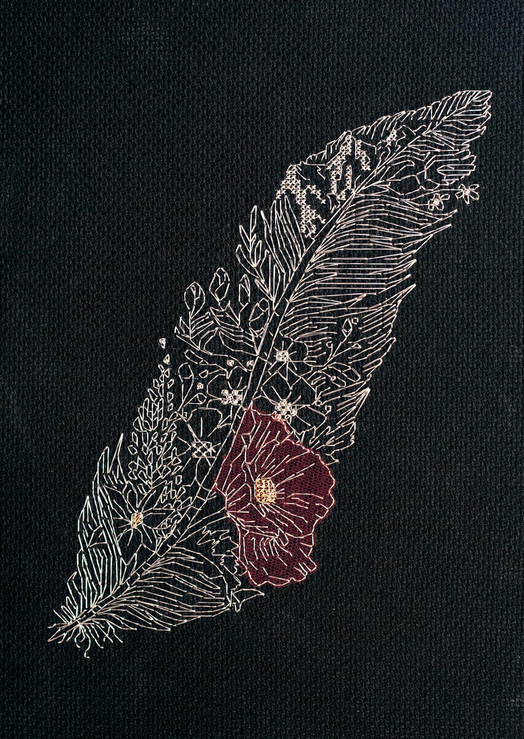 Kit de punto de cruz con plumas y tul bordado a mano - Etsy España