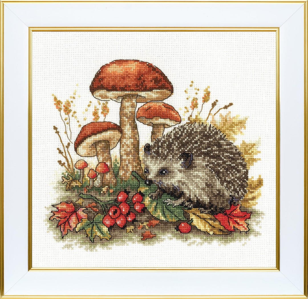 Cross Stitch Kit Hedgehog Under Mushroom VDV Creative Hand Embroidery ...