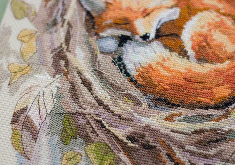 Counted Cross Stitch Kit Fox in the Nest Design DIY Embroidery - Etsy
