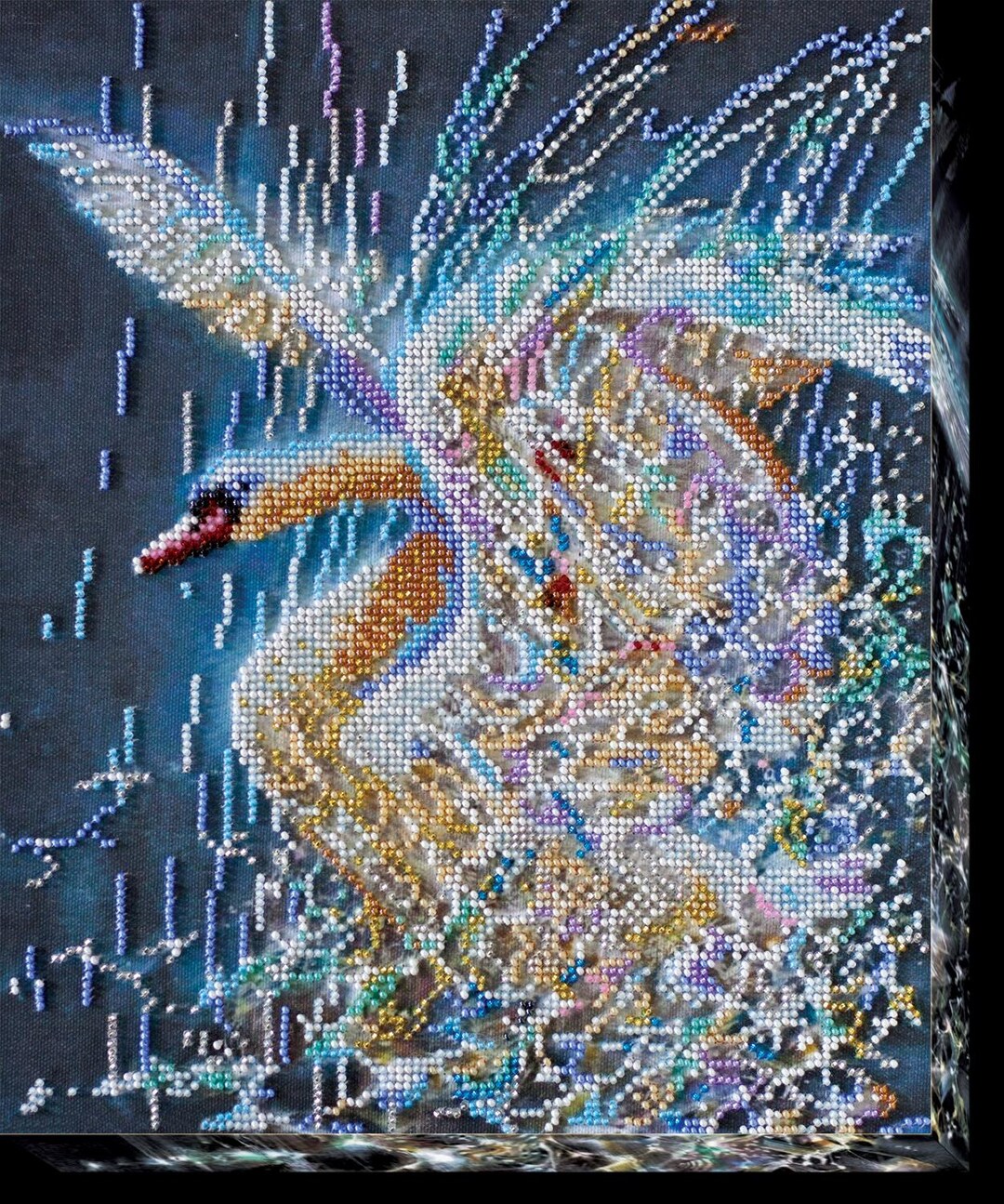 Bead Embroidery Kit on Art Canvas – Fidelity Lights Swan DIY Beaded ...