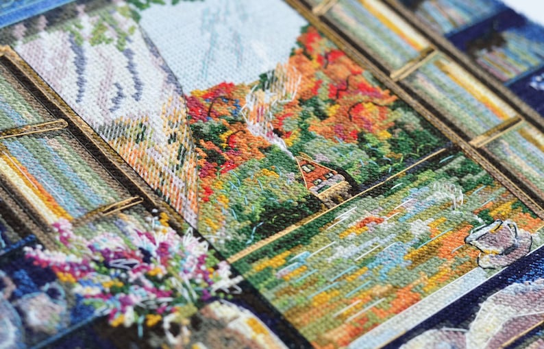 Counted Cross Stitch Kit Tea Party by the Window Cottage Design DIY ...