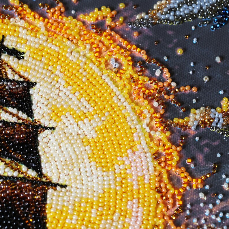 Bead Embroidery Kit on Art Canvas – Ship Under a Blazing Sun DIY Beaded ...