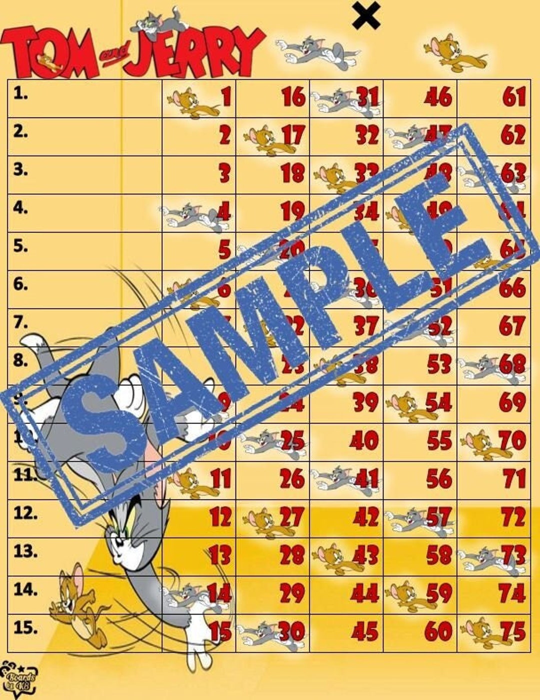 Tom & Jerry Bingo Board - Etsy