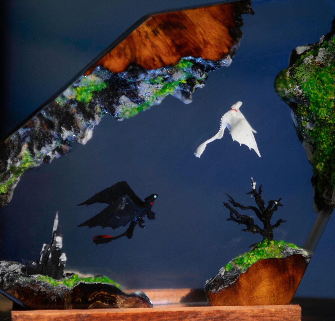 Too.thl.ess Dragon Resin Lamp, HTTYD Night Lamp, Light Fury Lamp ...