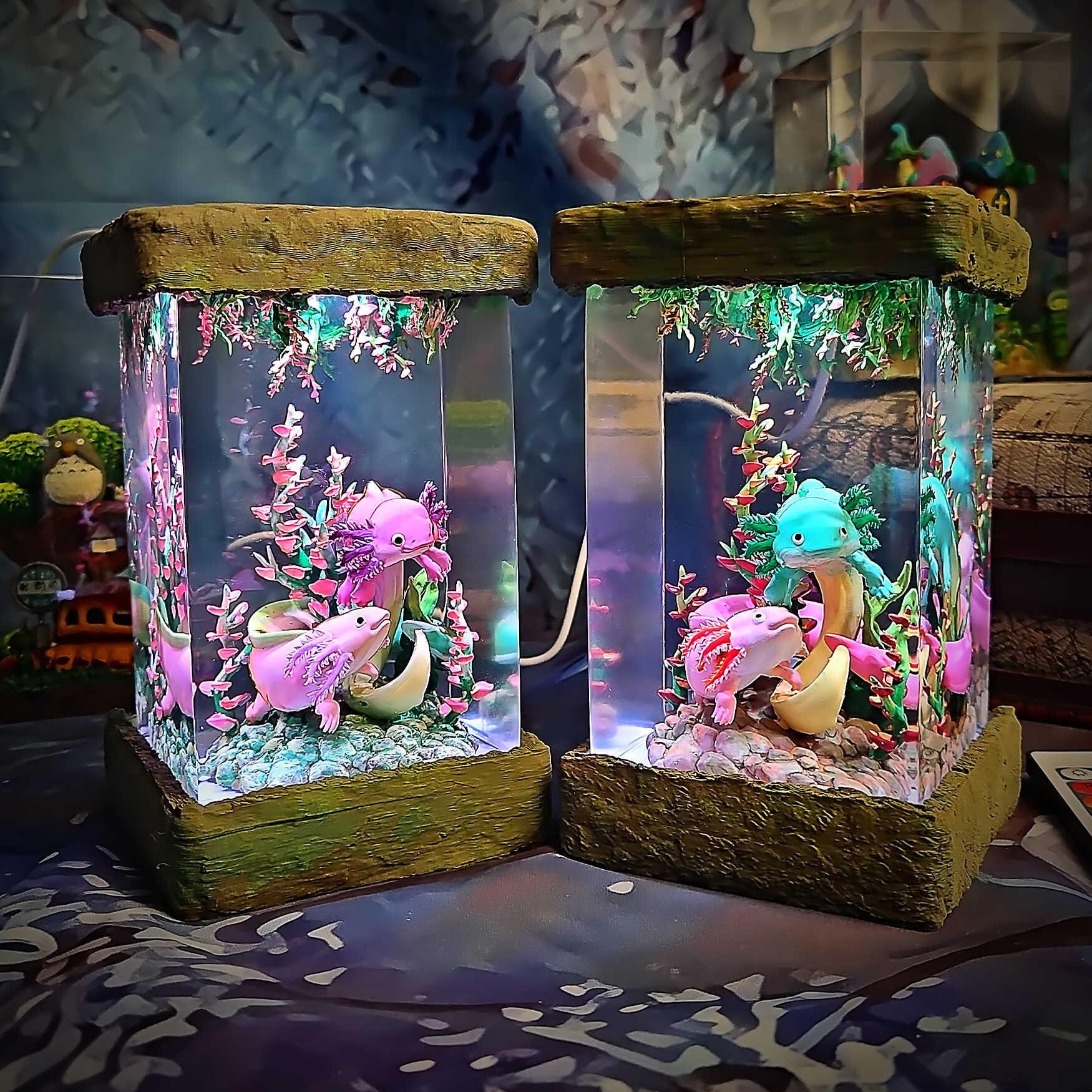 Axolotl Resin Lamp, Custom Axolotl Epoxy Lamp, Resin Night Light, Table ...