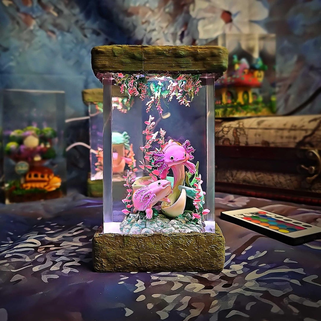 Axolotl Resin Lamp, Custom Axolotl Epoxy Lamp, Resin Night Light, Table ...