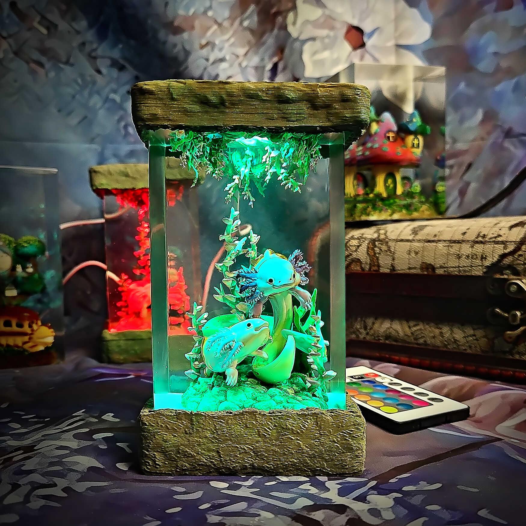 Axolotl Resin Lamp, Custom Axolotl Epoxy Lamp, Resin Night Light, Table ...