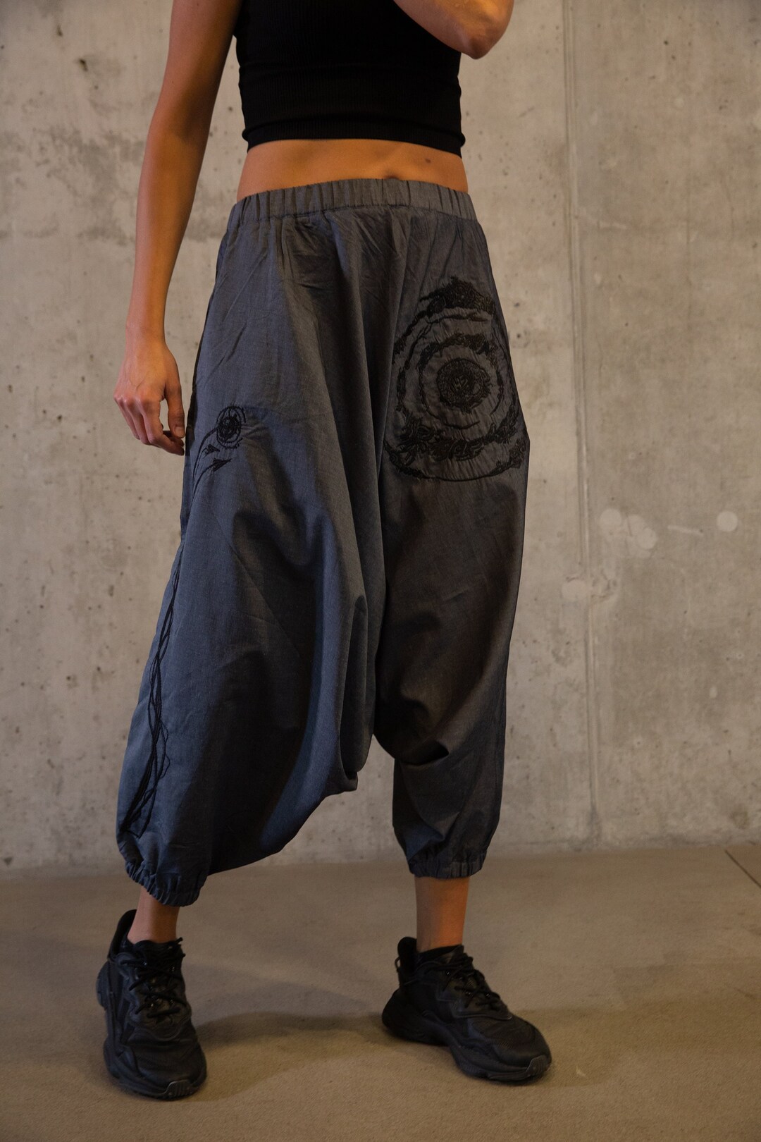 100% Cotton Unisex Embroidered Harem Pants - Rooty Loop - by Vaptized ...