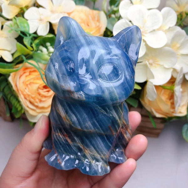 Blue Onyx Cat Statue - Etsy