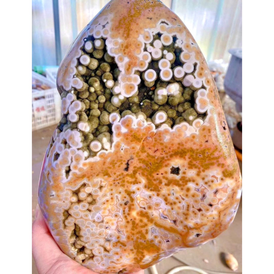 7.2lbs Rare Extra Huge Pink 8th Vein Ocean Jasper Slab, Jewelrylous ...