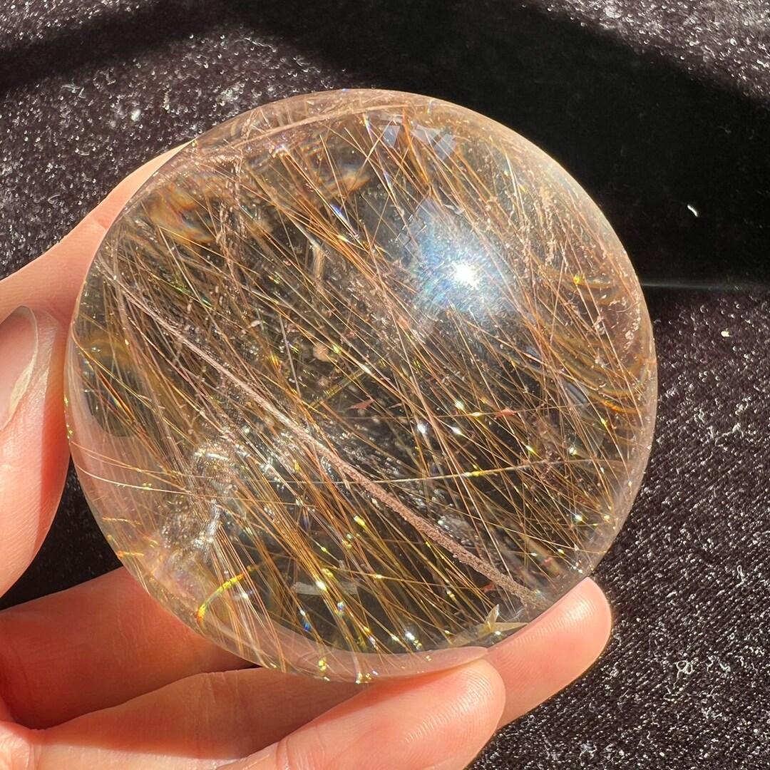 Astounding Large Titanium Golden Hair Quartz Sphere, Jewelrylous Golden ...