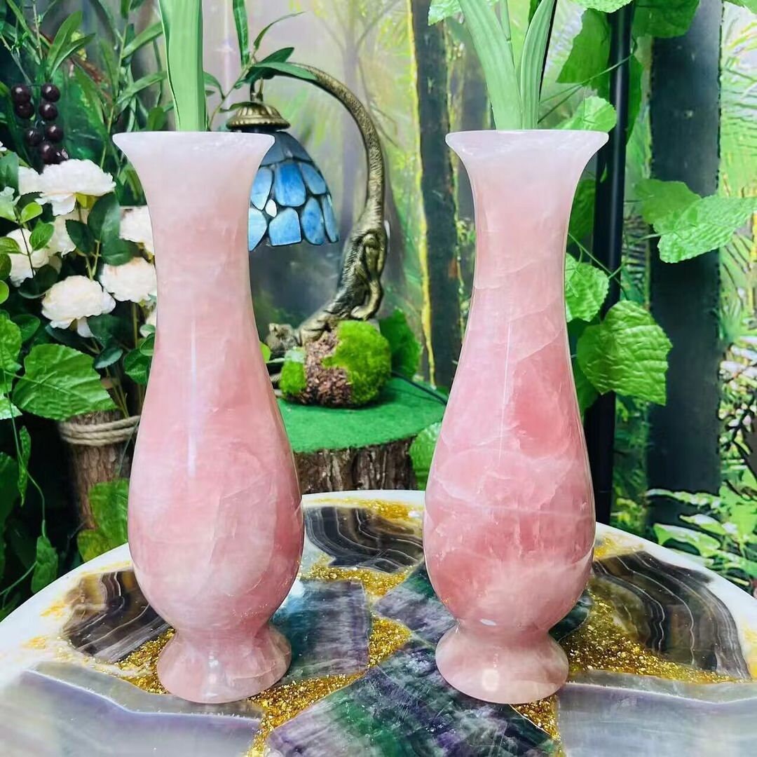 4 Rose Quartz Flower Vase Jewelrylous Pink Rose Bowl - Etsy