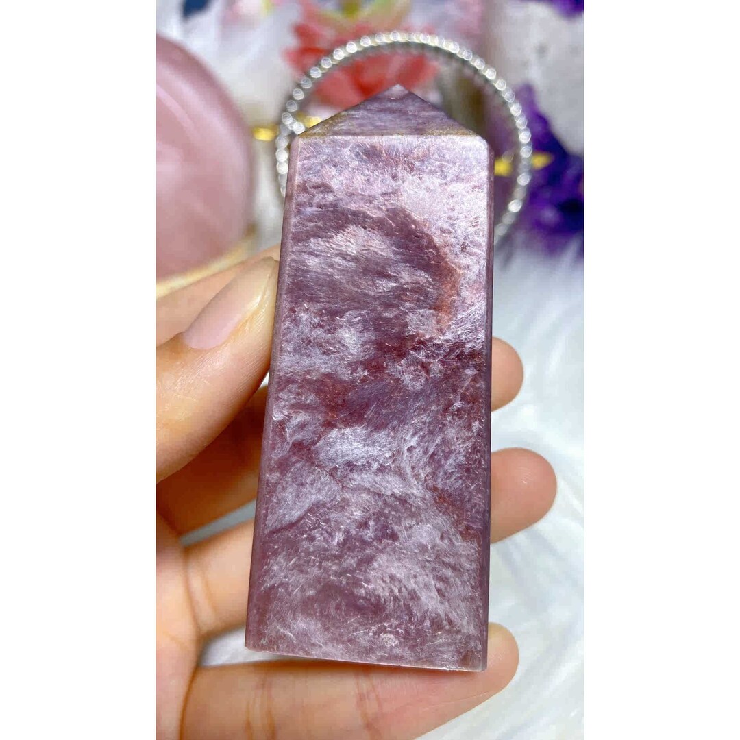 High Quality Gem Lepidolite Tower, Jewelrylous Premium Flash Purple ...