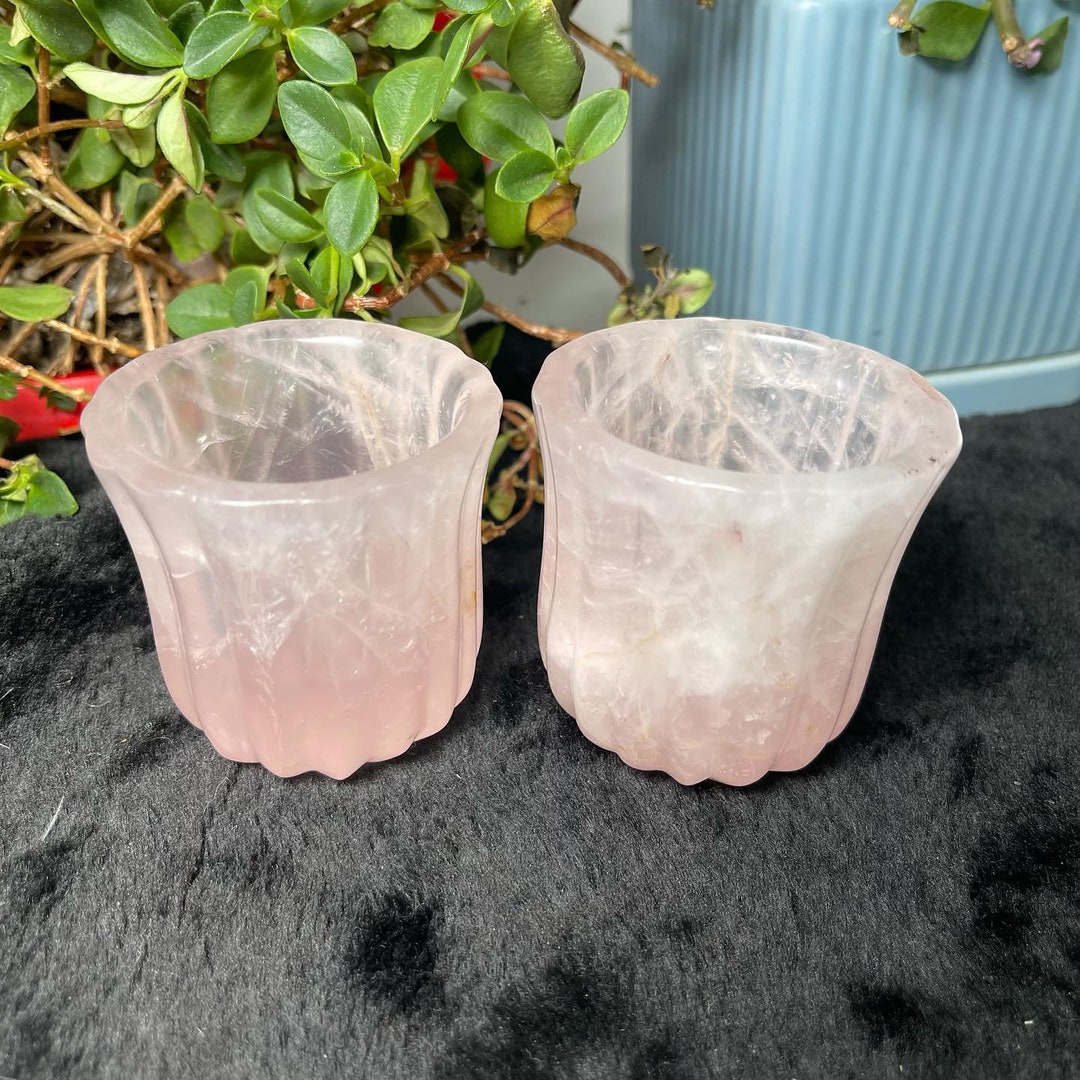 Cute Crystal Rose Quartz Drinking Cup, Jewelrylous Rose Quartz Candle ...