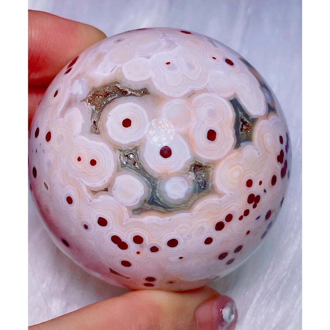 Astounding Rare Pink 8th Vein Ocean Jasper Sphere With Red Fisheyes ...