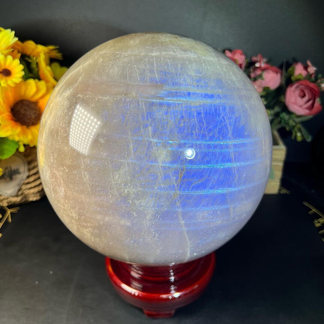 7.4 Extra Huge Blue Flash White Moonstone Spheres - Etsy