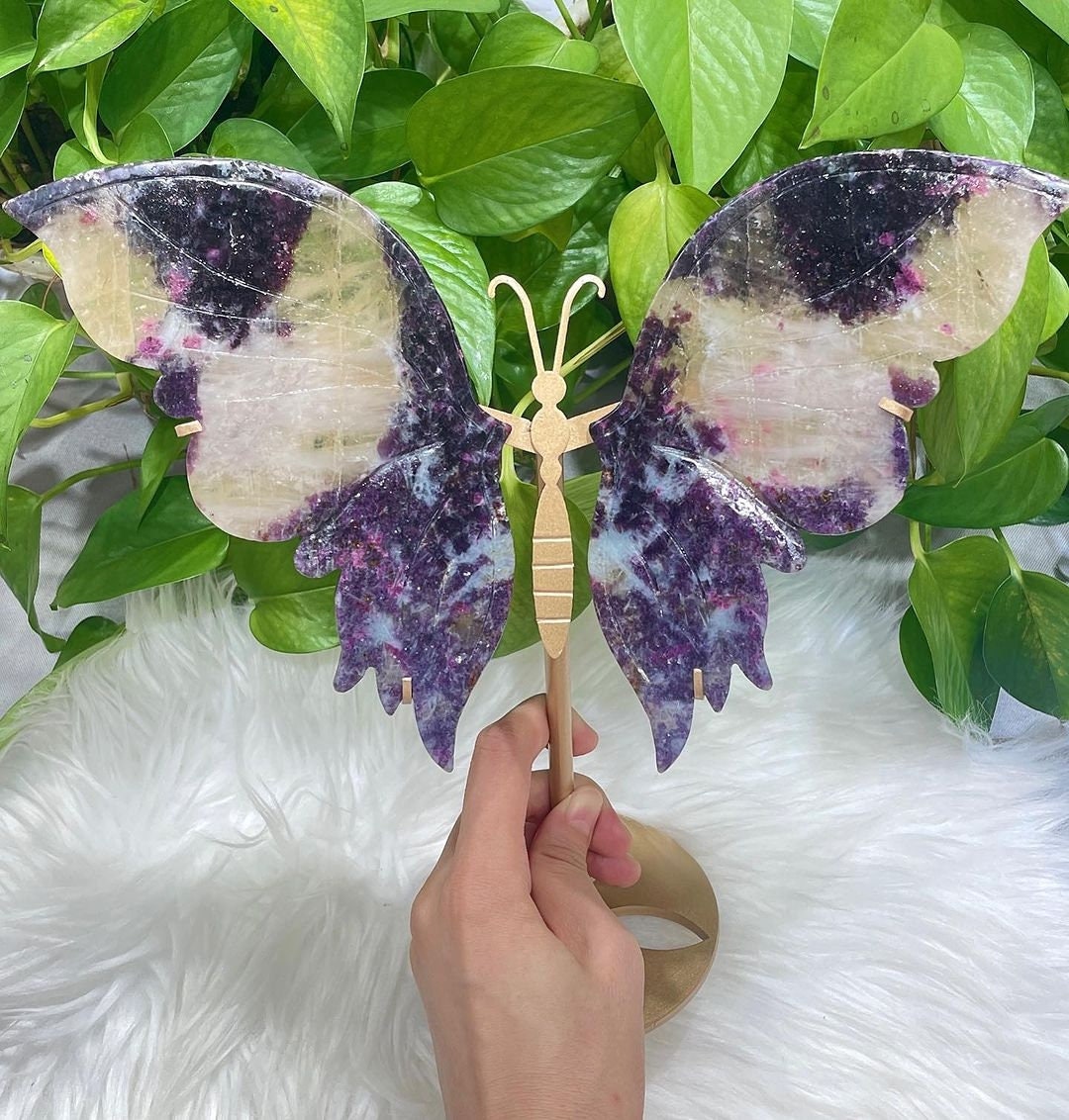 Galaxy Unicorn Stone Monarch Butterfly Wings Carving, Pegmatite Stone ...